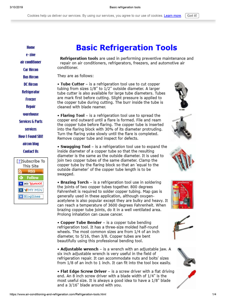 Basic Refrigeration Tools | PDF | Manufactured Goods | Tools