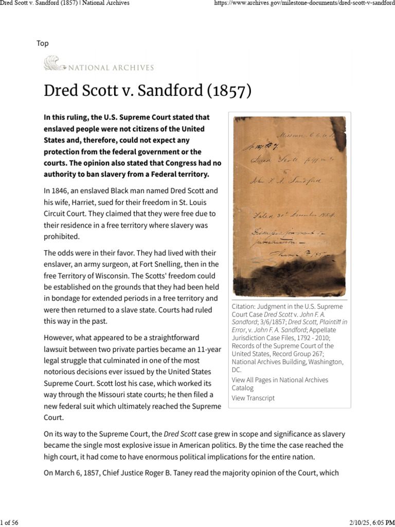 Dred Scott v. Sandford (1857) - National Archives | PDF | Virginia ...