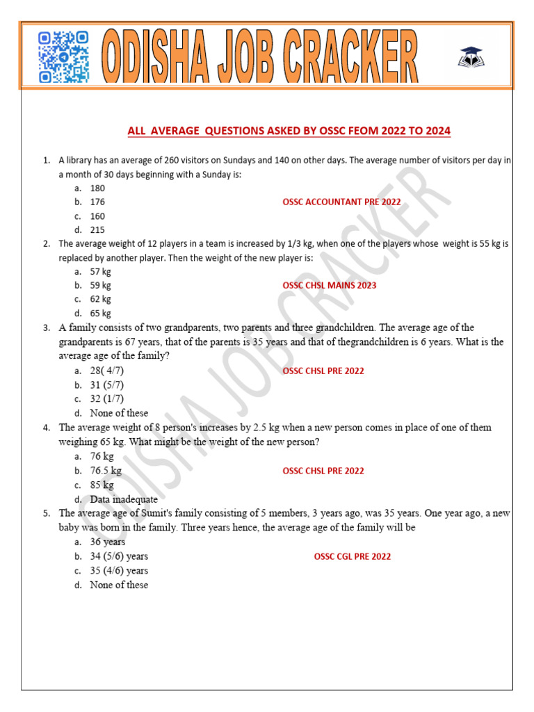 Ossc All Average Questions | PDF