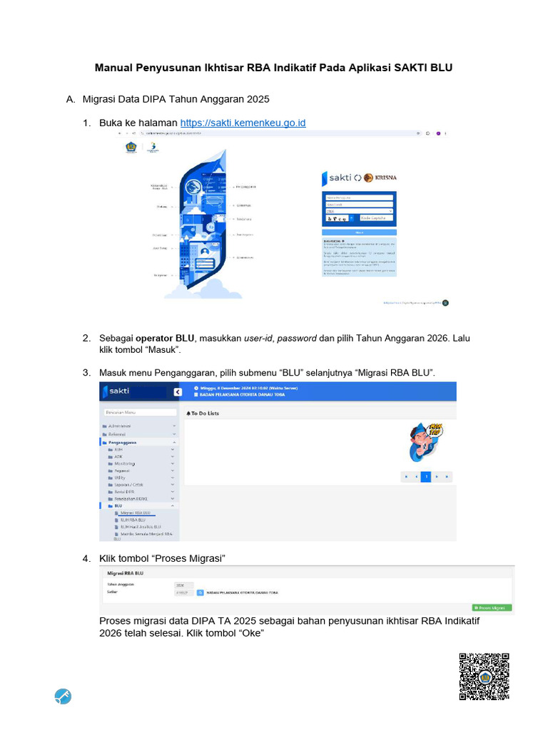 Manual Penyusunan Ikhtisar RBA Indikatif Pada Aplikasi SAKTI BLU - Docx Compressed | PDF