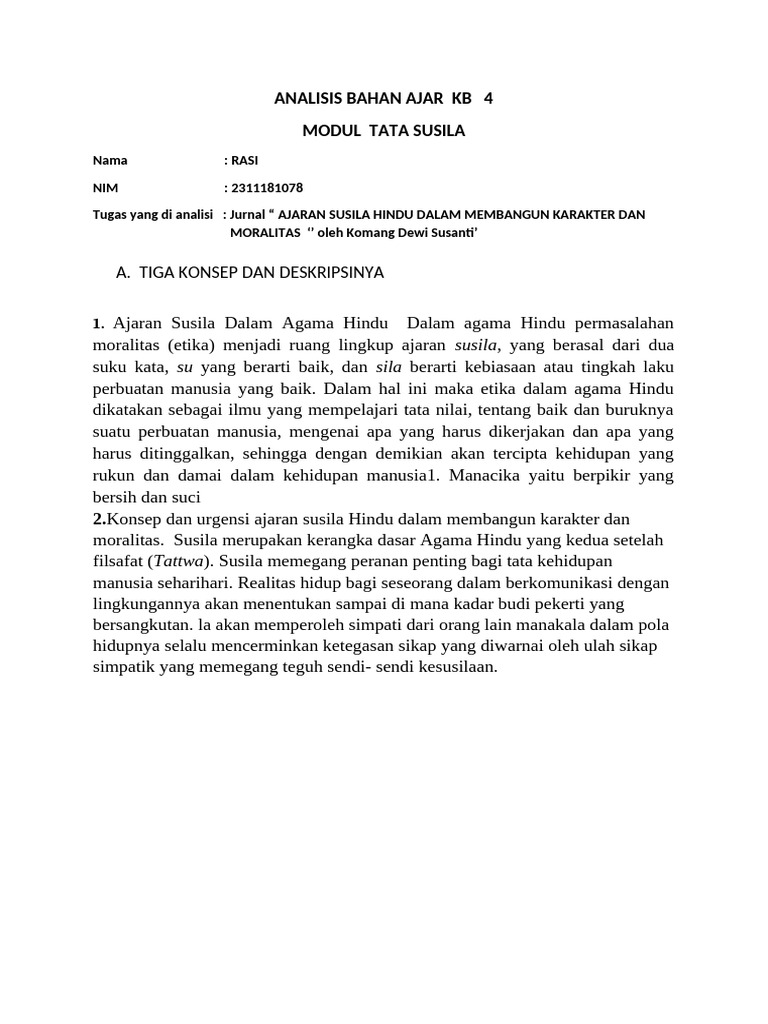 Ajaran Susila Hindu: Membangun Moralitas | PDF