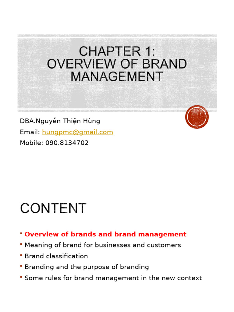 Chuong 1 - Tong Quan Ve Quan Tri Thuong Hieu | PDF