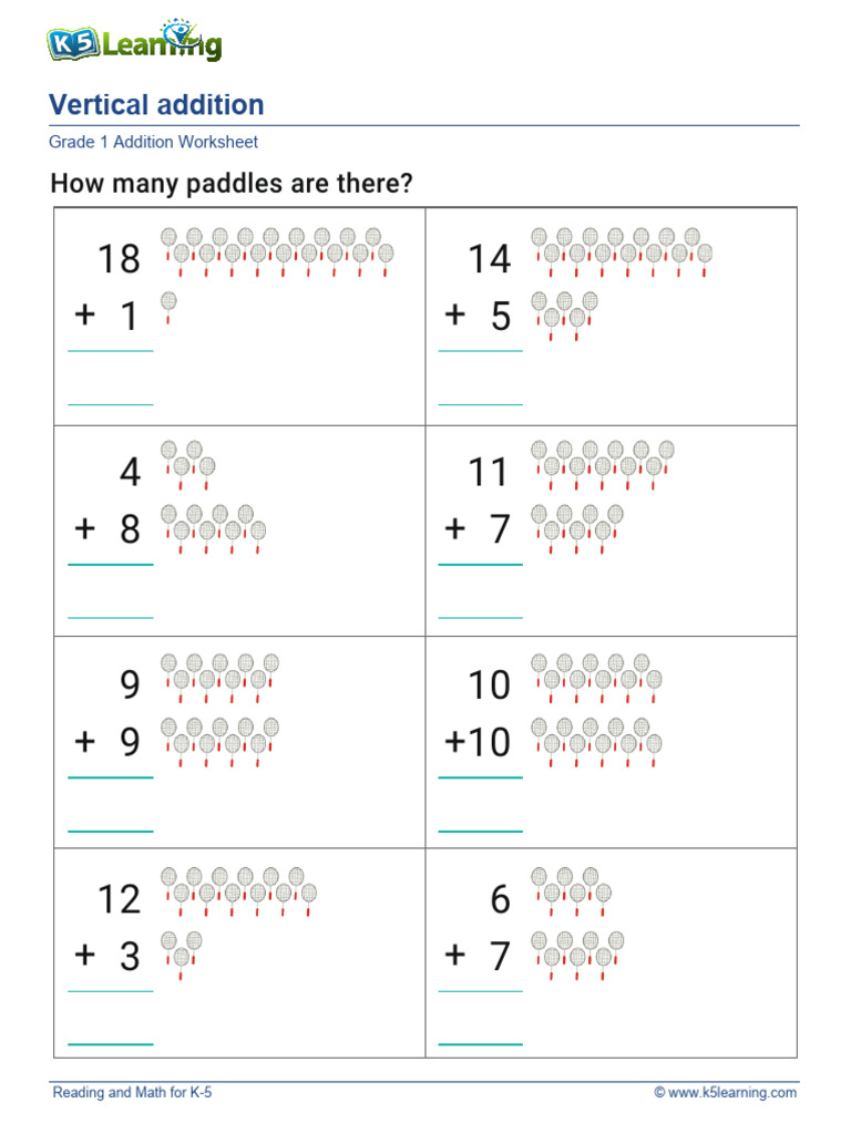 Grade 1 Vertical Addition Objects e | PDF