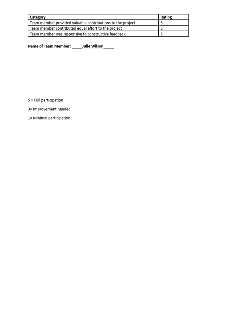 Team Member Ratings 3 - Julie | PDF