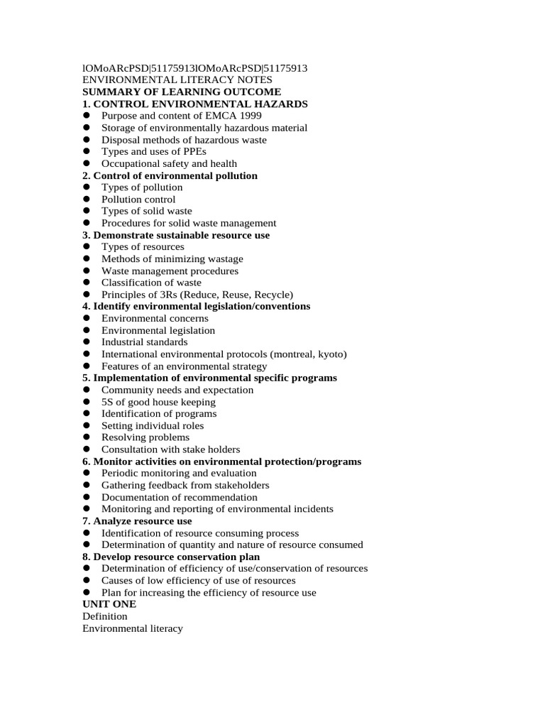 Environmental Literacy | PDF | Waste | Waste Management