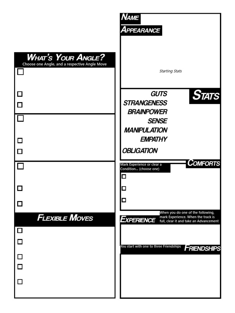 OH - Real-Life Character Sheet - Blank | PDF