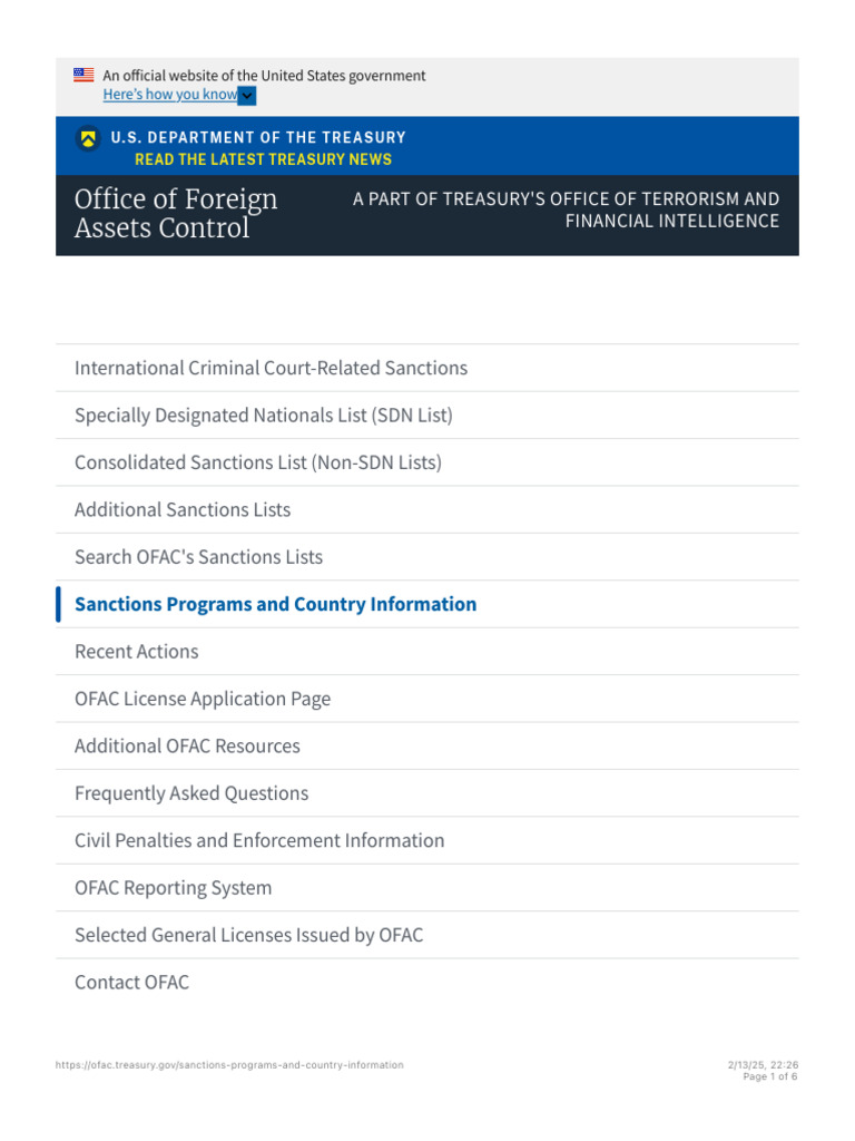 Sanctions Programs and Country Information | Office of Foreign Assets ...