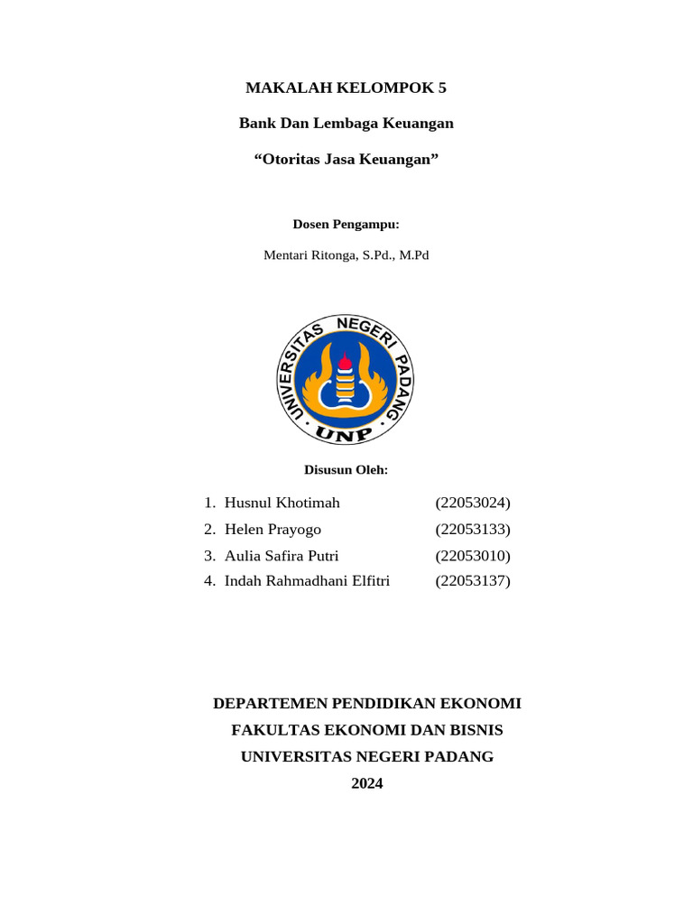 Makalah Kelompok 5 - Otoritas Jasa Keuangan | PDF