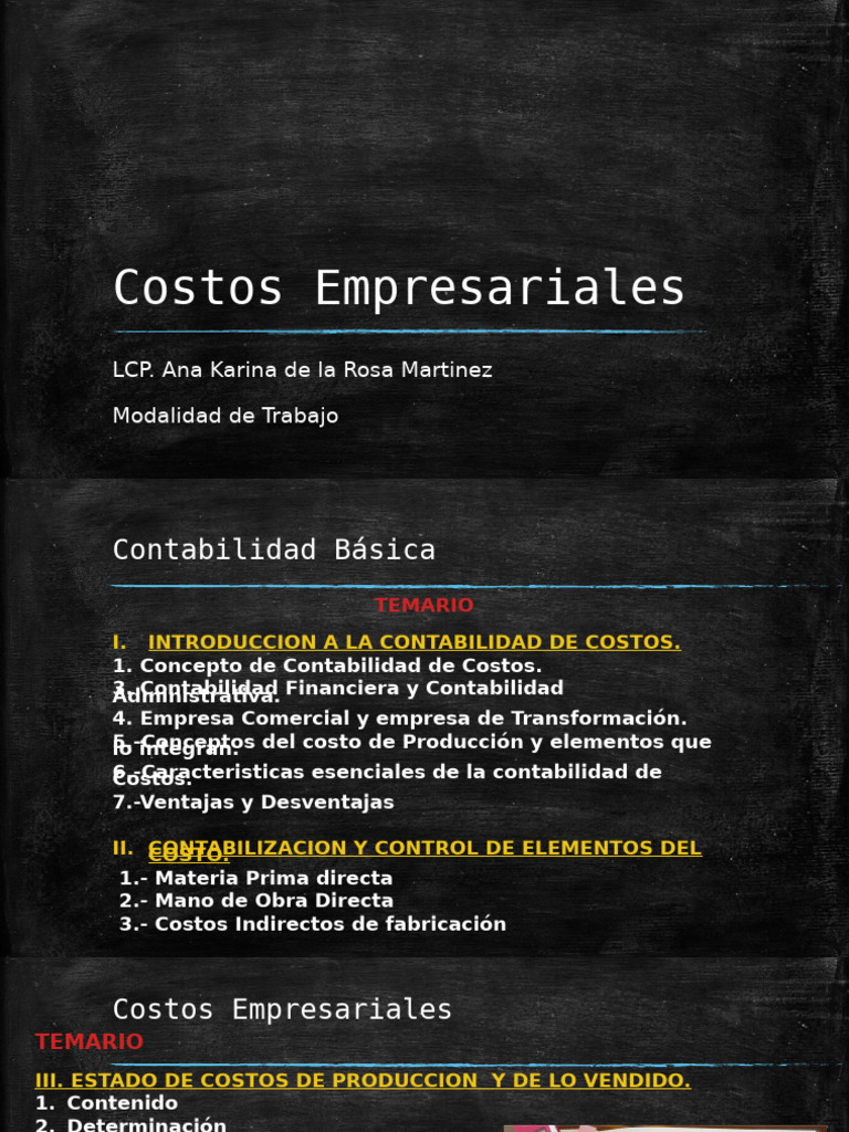 PRESENTACION COSTOS EMPRESARIALES | PDF