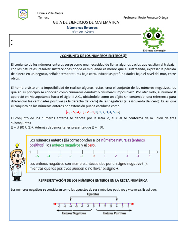 Guía Numeros Enteros 7º 5 | PDF | Entero | Sustracción