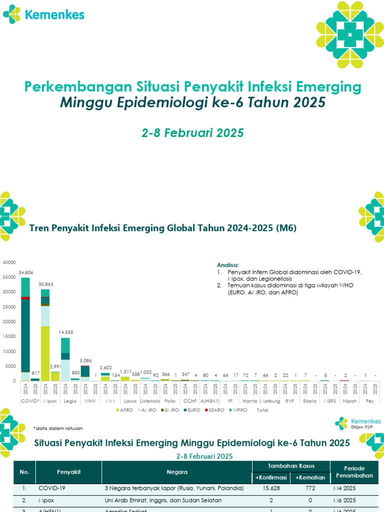 Perkembangan Situasi Penyakit Infeksi Emerging Minggu Epidemiologi Ke-6 Tahun 2025 | PDF