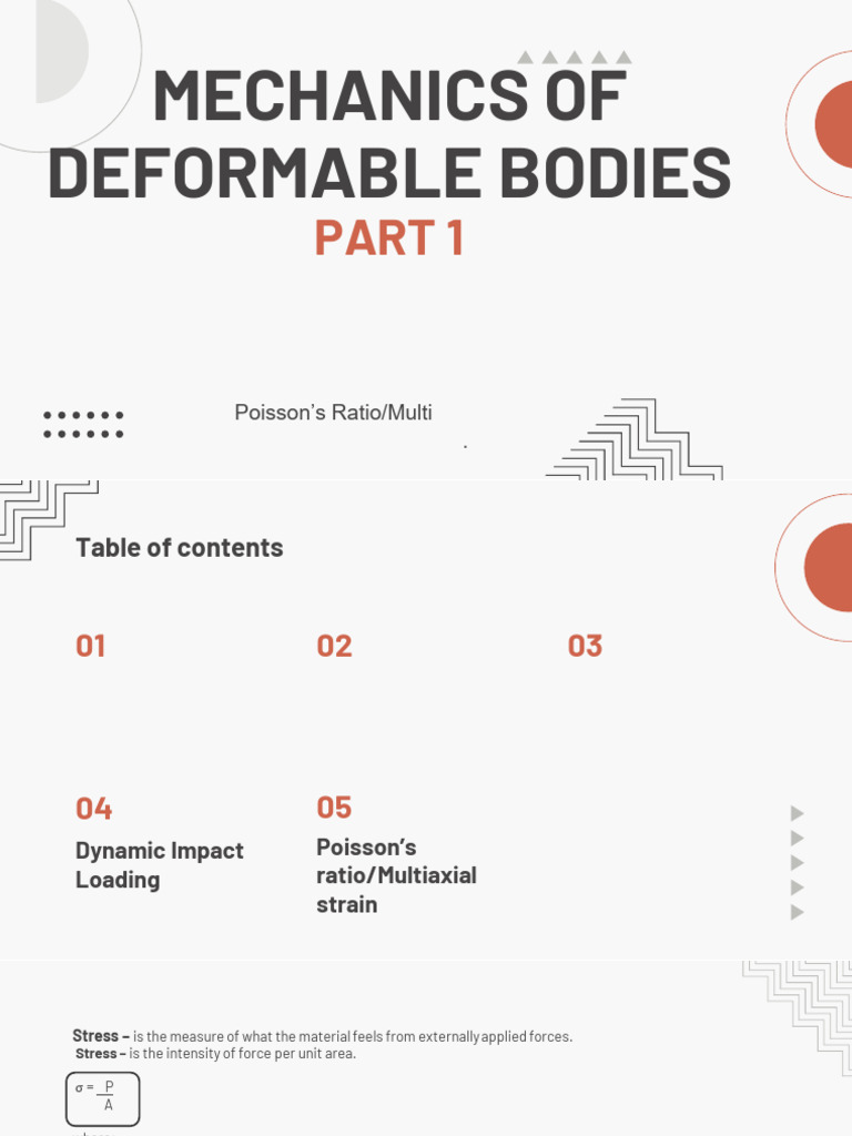 CE 221 Mechanics of Deformable Bodies Lecture 1 Stress | PDF | Stress (Mechanics) | Mechanical ...