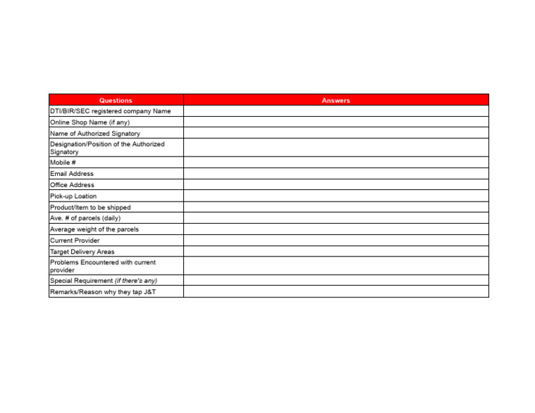 Questionnaire Form | PDF