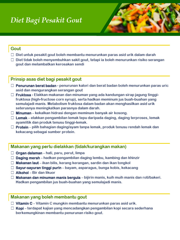 Diet Bagi Pesakit Gout | PDF