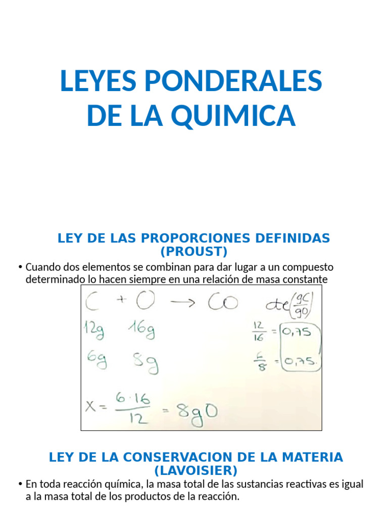 Leyes Ponderales de La Quimica | PDF | Concentración | Mole (Unidad)