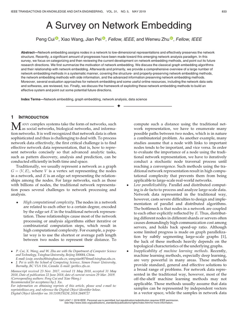A Survey On Network Embedding | PDF | Matrix (Mathematics) | Applied Mathematics
