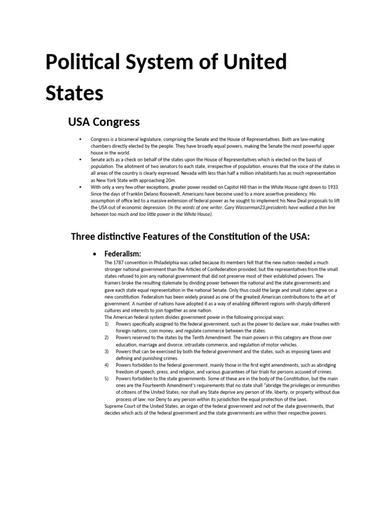 Overview of the U.S. Political System | PDF | Presidents Of The United ...