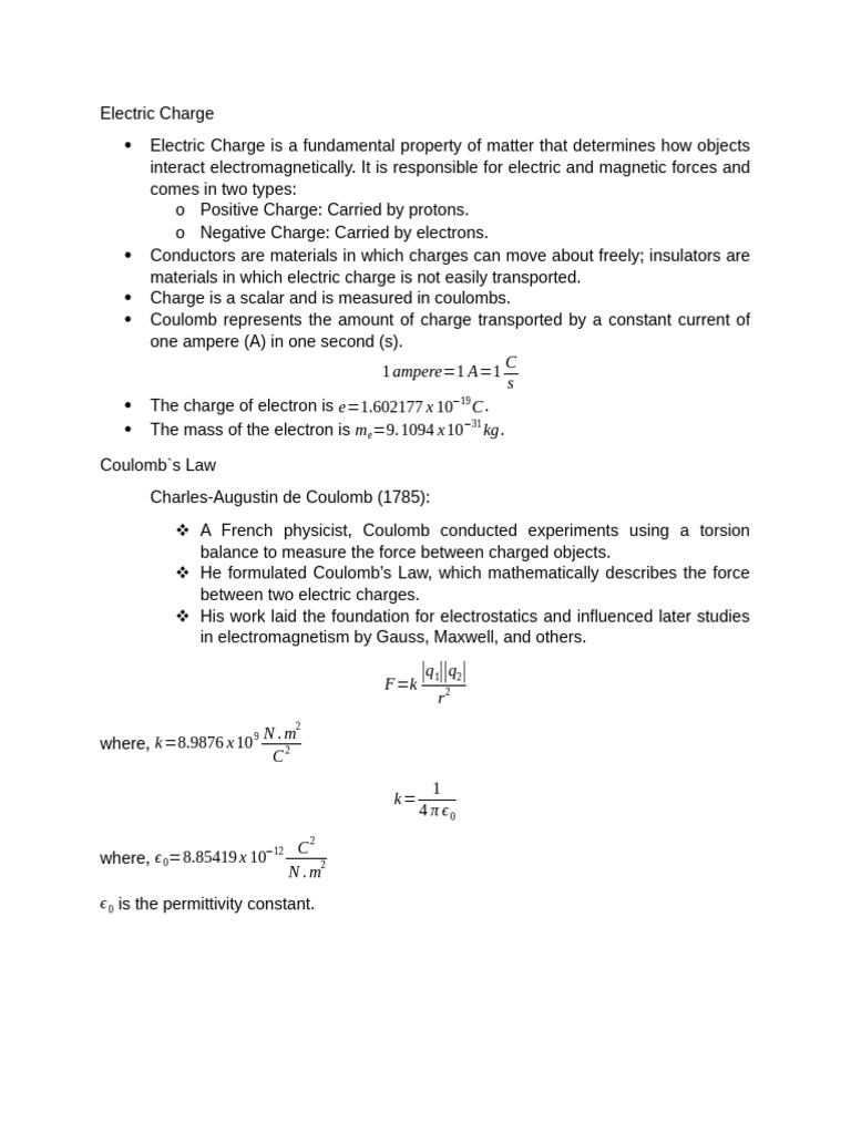 Coulombs-Law | PDF | Electric Charge | Force