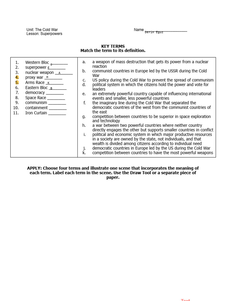 Superpowers Activities Cold War | PDF | Cold War | Politics Of The ...