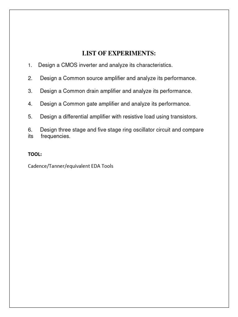 CEC334 AICD LAB | PDF | Cmos | Amplifier