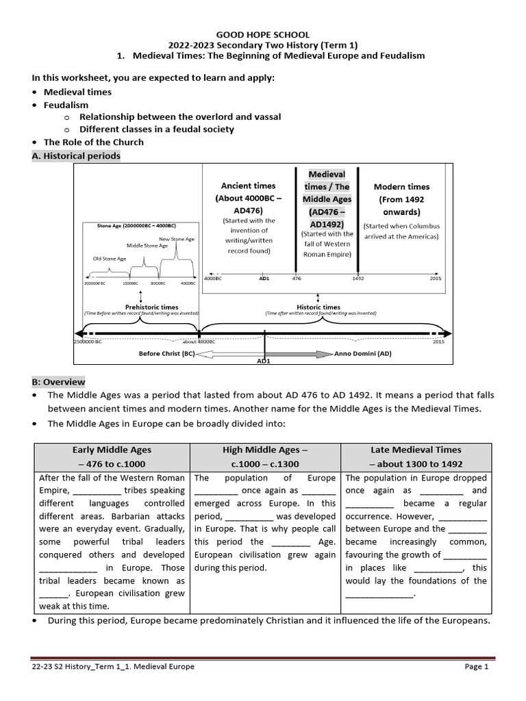 22-23 S2 History - 1. Medieval Europe - S - Updated | PDF | Feudalism ...