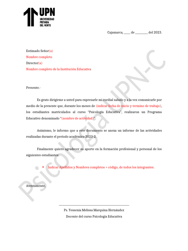 03 - Carta Informe | PDF