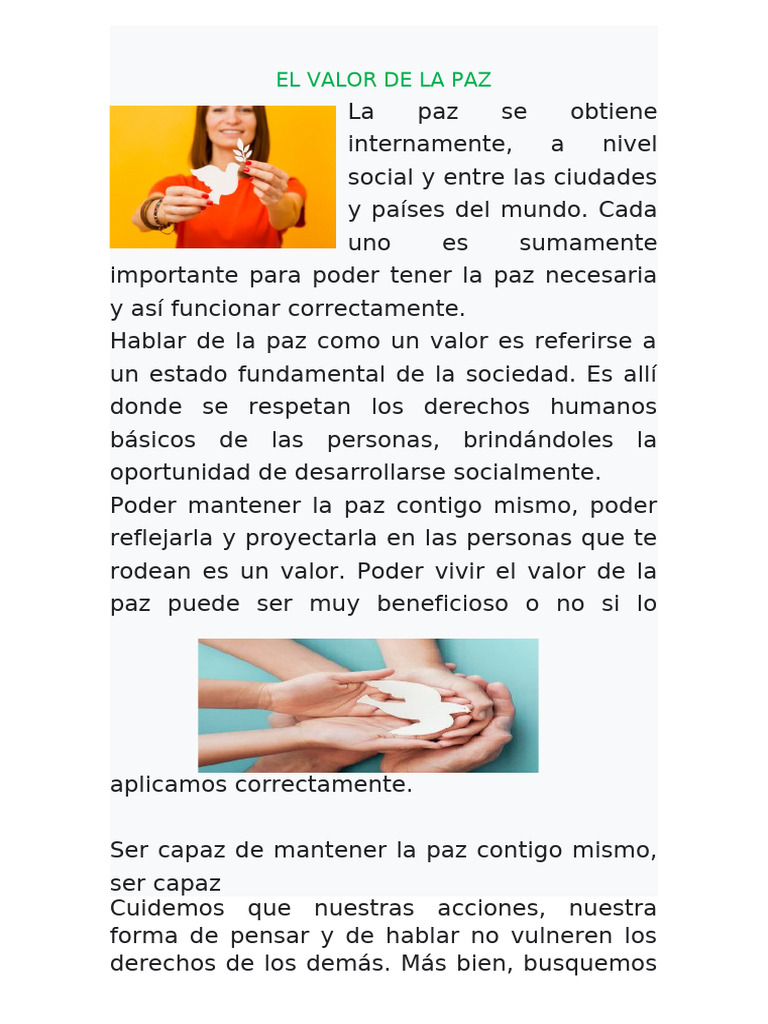 EL VALOR DE LA PAZ | PDF