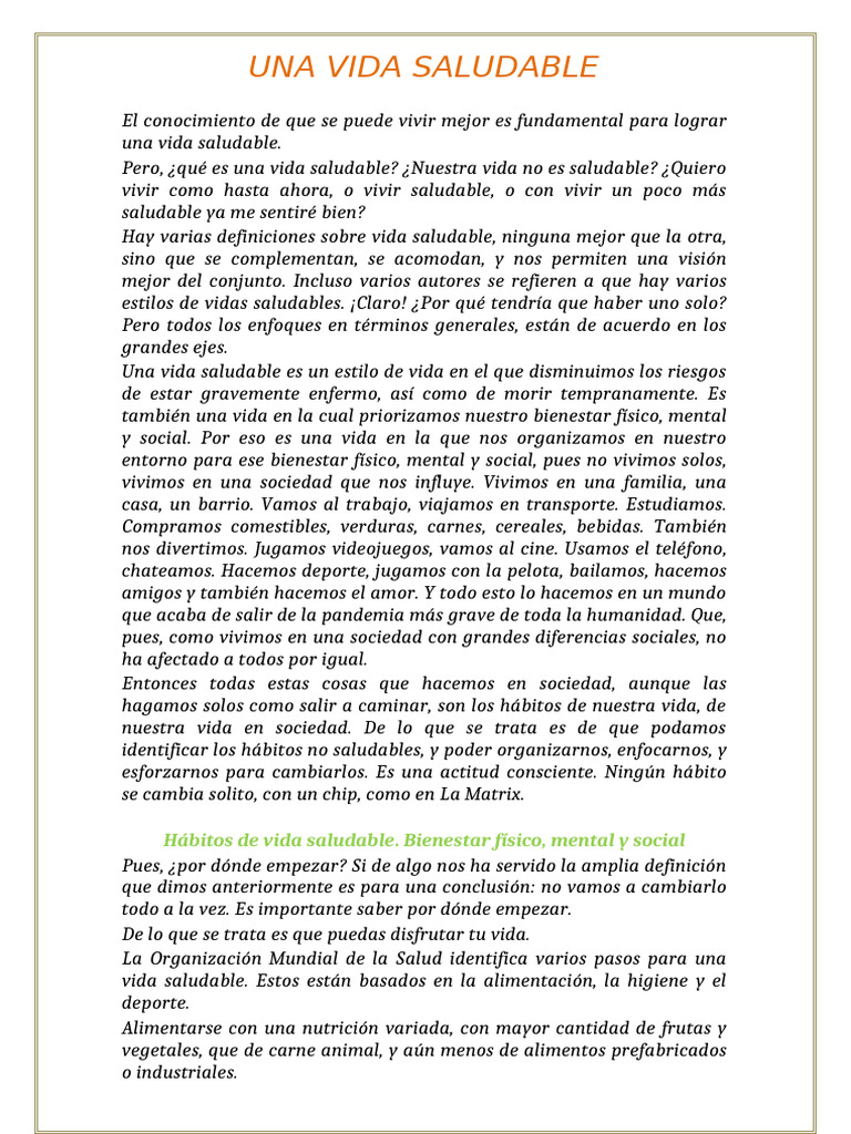 Una Vida Saludable | PDF | Media