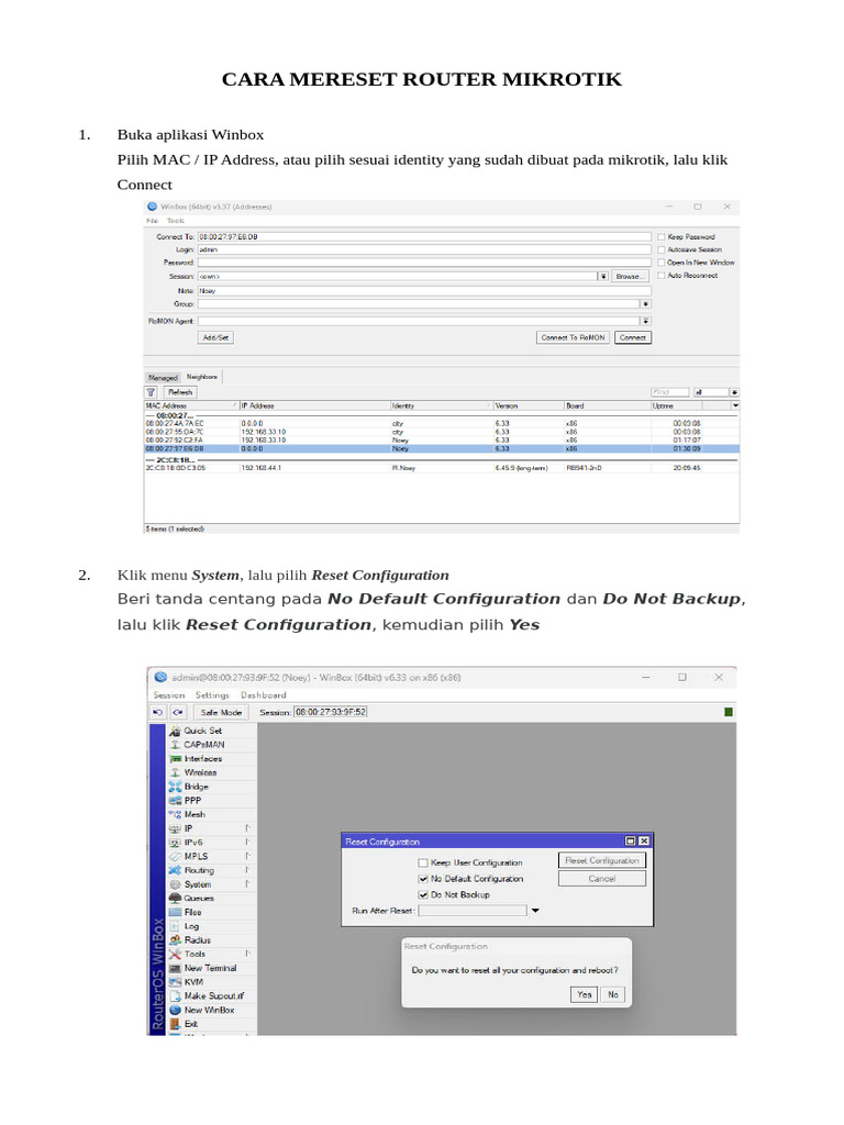 Cara Reset Mikrotik | PDF