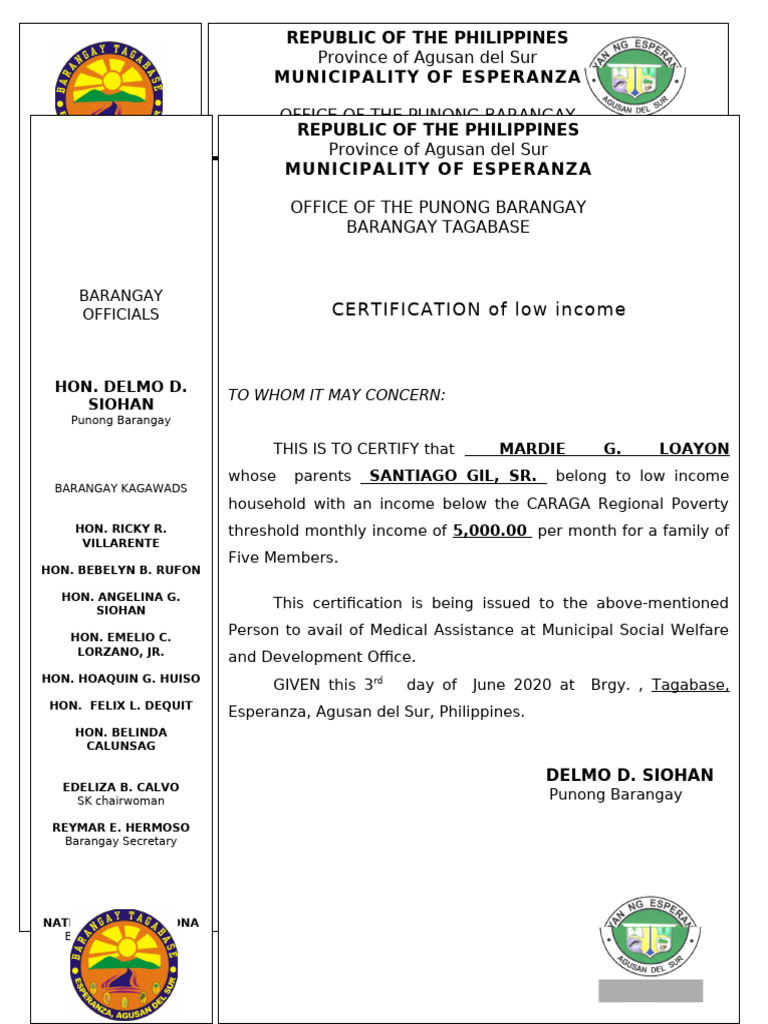 certification_INDIGENT | PDF