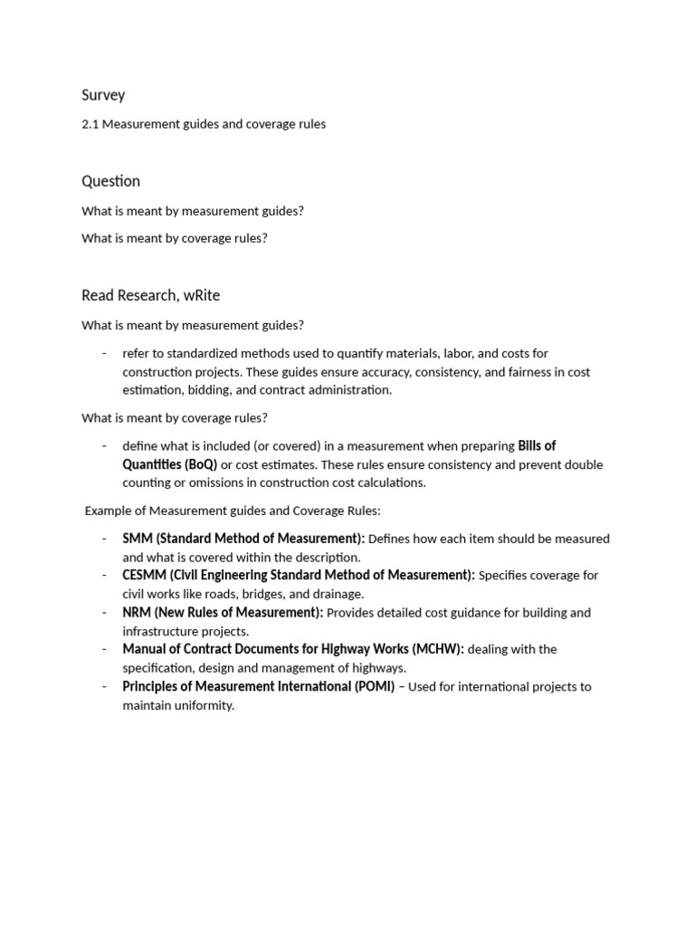 Measurement Guides and Coverage Rules 2.1 | PDF