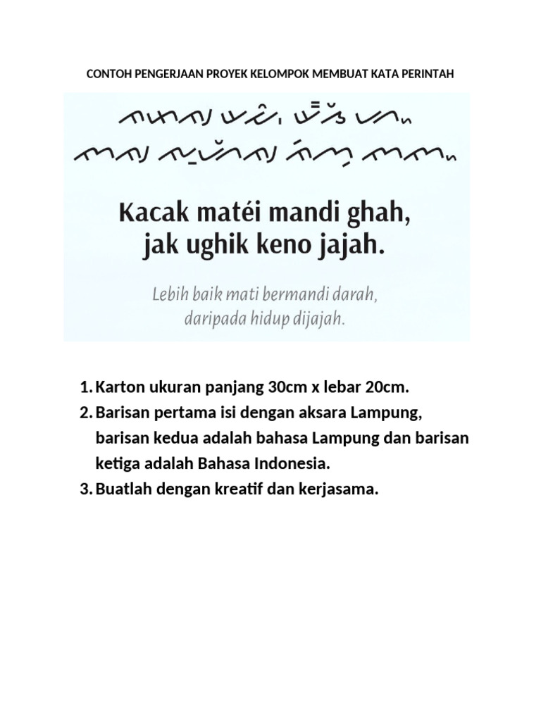 Contoh Pengerjaan Proyek Kelompok Membuat Kata Perintah | PDF