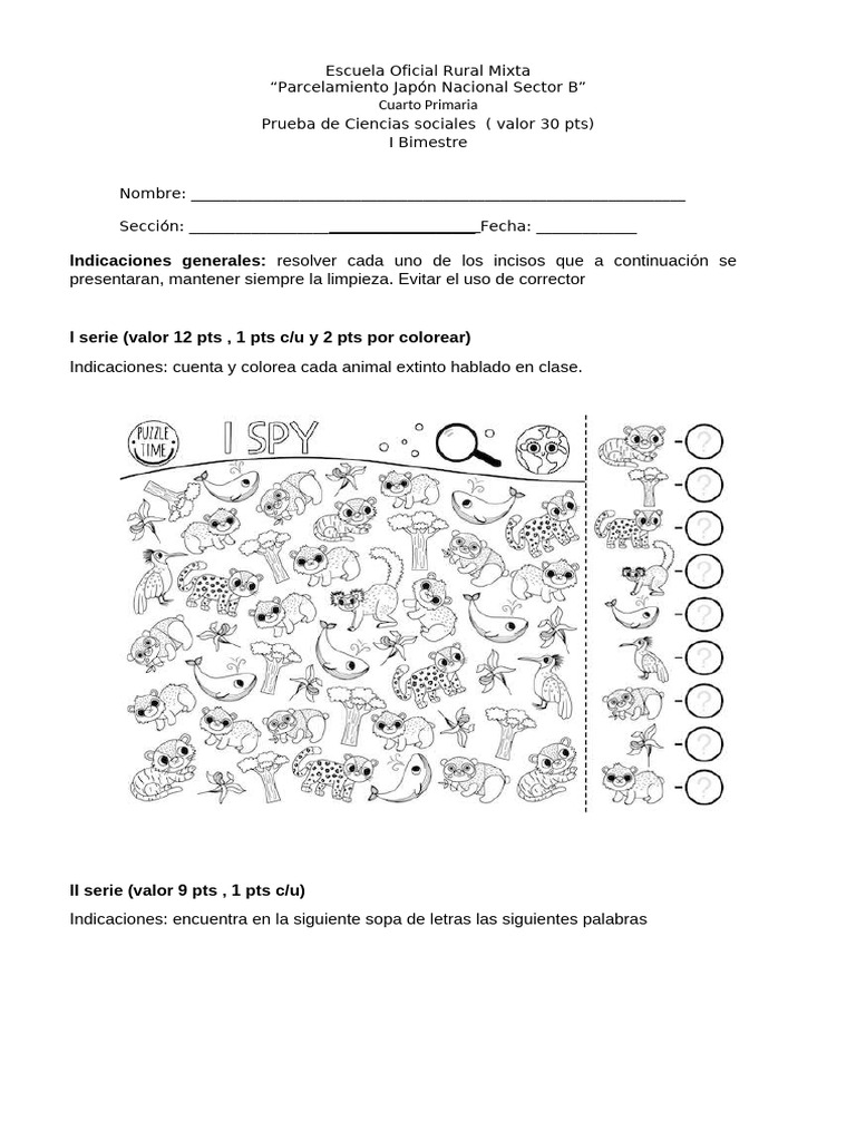 Prueba de CS Primer Bimestre | PDF