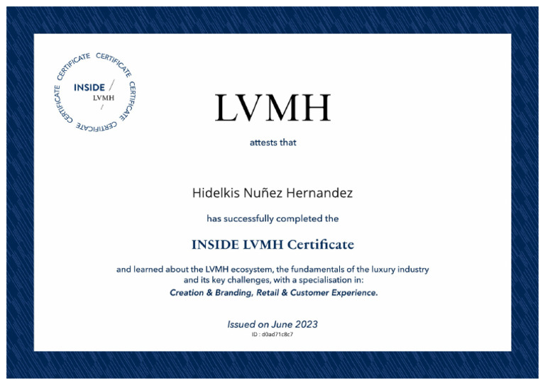 LVMH Certificate | PDF