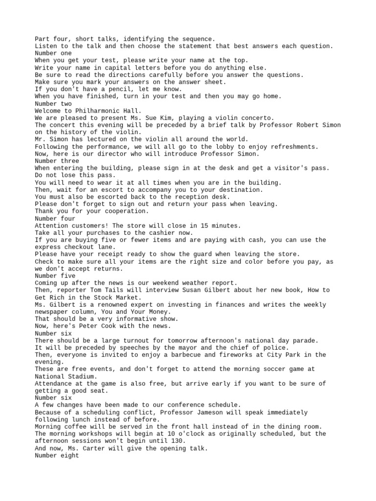 Short Talks: Instructions and Announcements | PDF