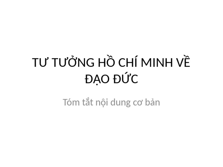 Tu Tuong Ho Chi Minh Ve Dao Duc | PDF