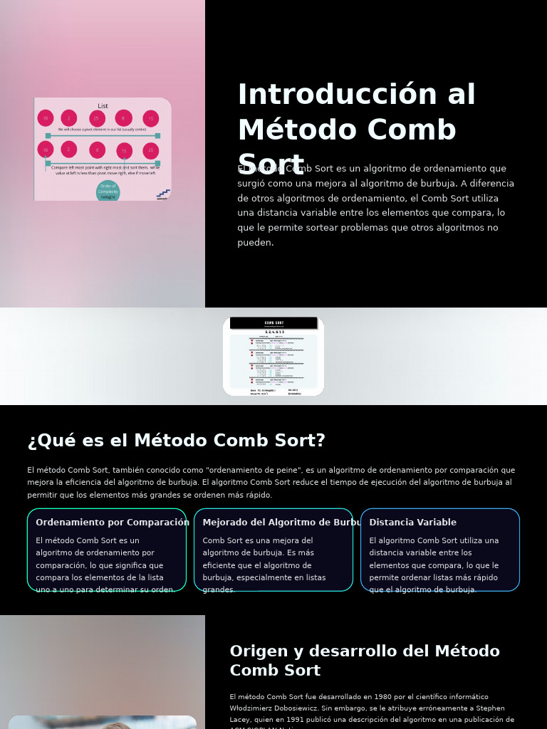 Método Comb Sort: Guía Completa | PDF | Algoritmos | Ingeniería de software