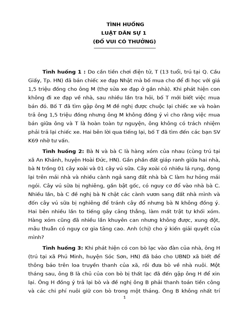 9 tình huống DS1 cho K69 | PDF