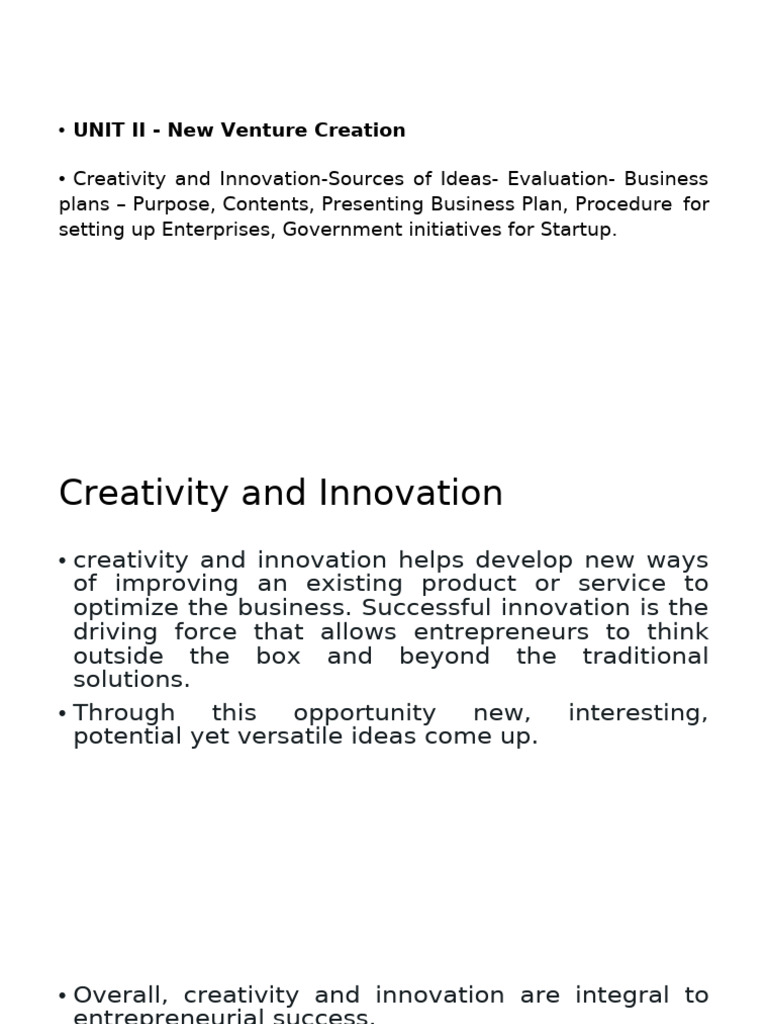 Creativity and Innovation in Entrepreneurship | PDF | Entrepreneurship ...