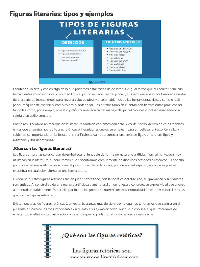 Figuras Literarias_ Tipos y Ejemplos - Unprofesor.com (1) | PDF | Escritura