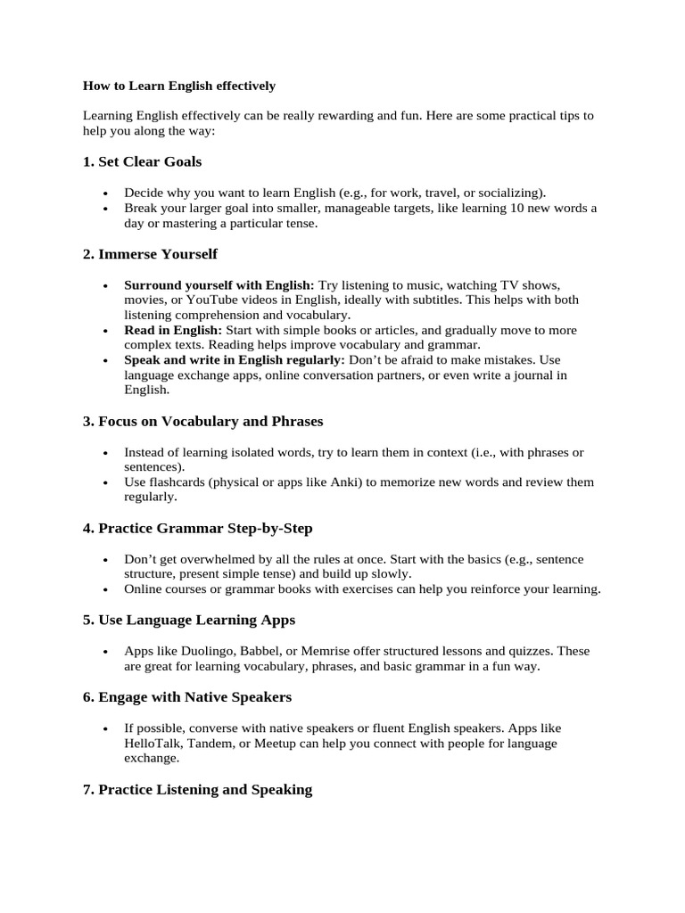 How to Learn English effectively | PDF | English Language | Vocabulary