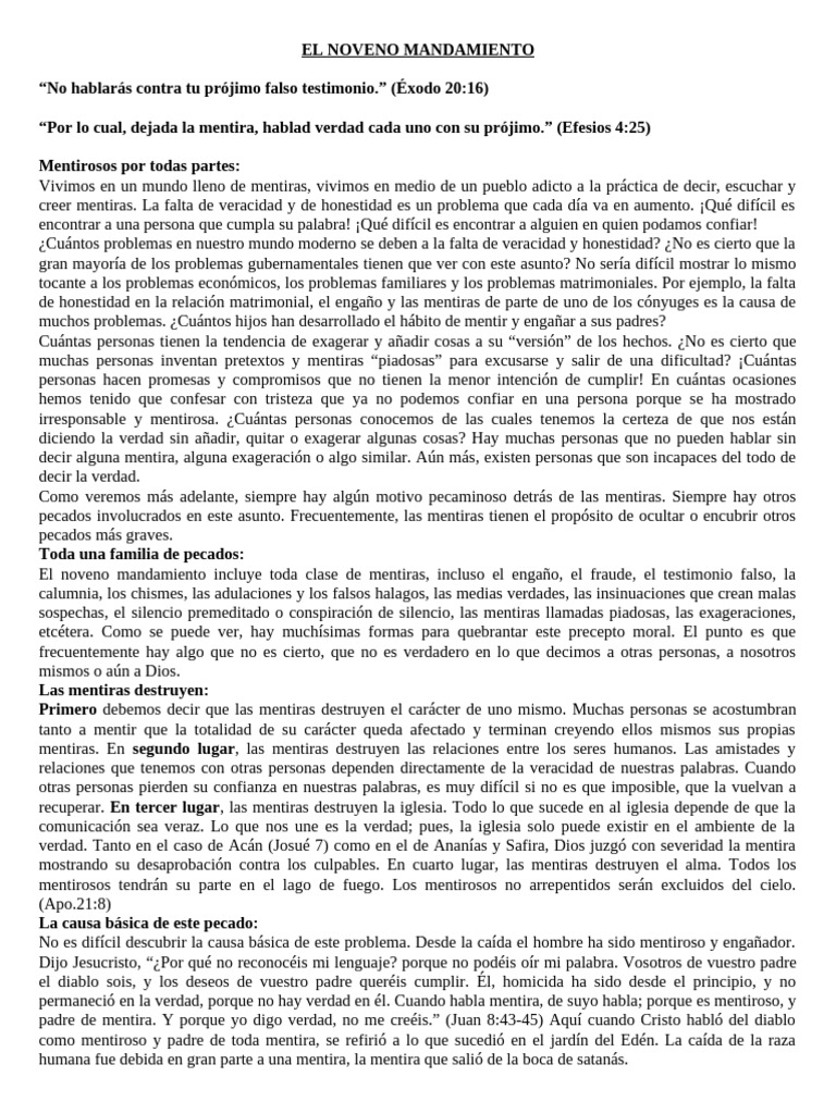 La Verdad y el Noveno Mandamiento | PDF | Mentira | Verdad