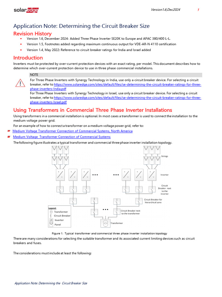 Determining The Circuit Breaker Size For Three Phase Inverters | PDF ...