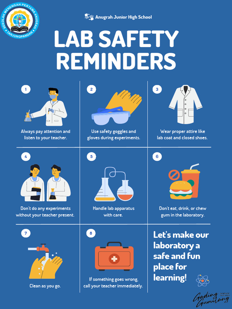 Lab Safety Poster in Blue Light Blue Warm Youthful Style | PDF