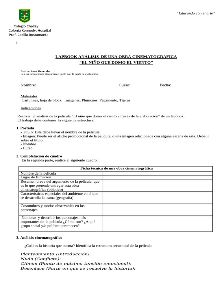 Pauta Triptico El Niño Que Domo El Viento | PDF