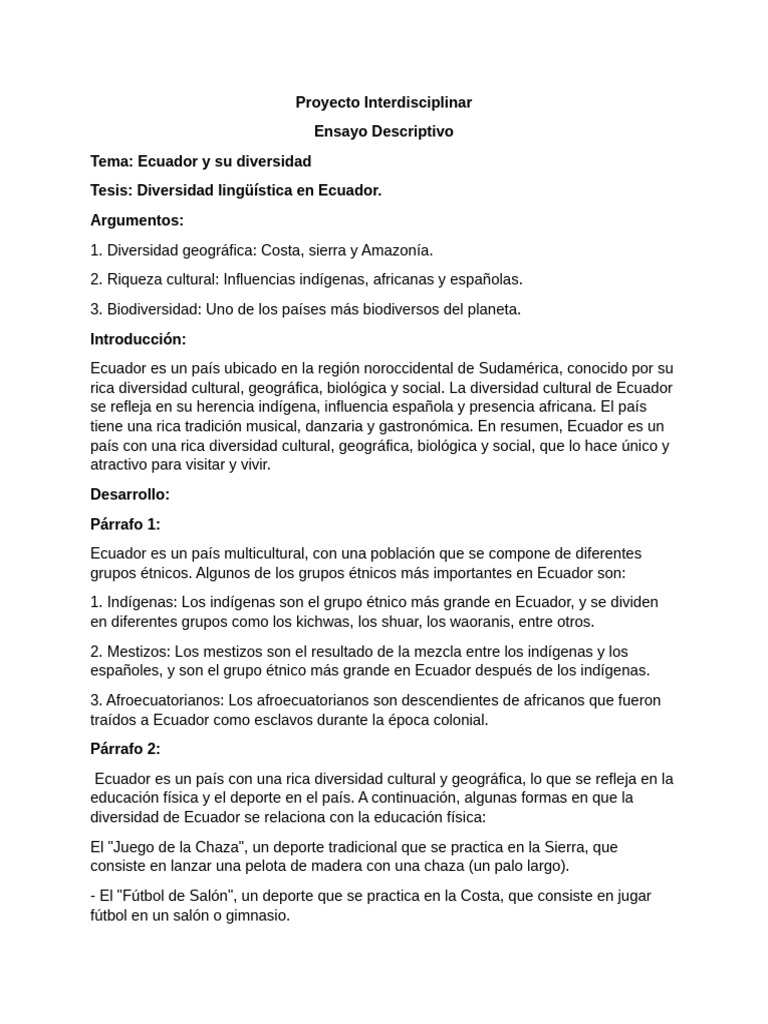Proyecto Interdisciplinar Jeada (1) | PDF | Ecuador