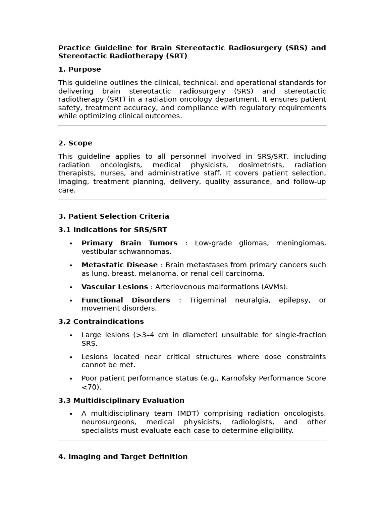 Practice Guideline For Brain Stereotactic Radiosurgery | PDF ...