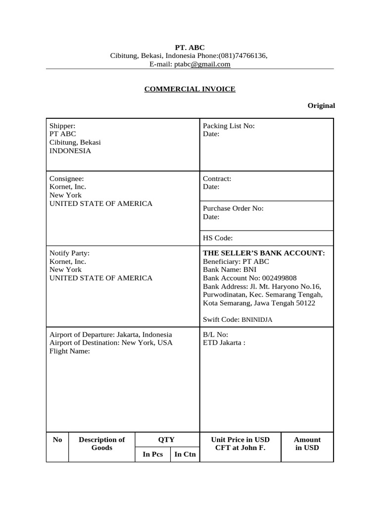 Praktek Membuat Dokumen Ekspor PT ABC | PDF | Cargo | Supply Chain ...