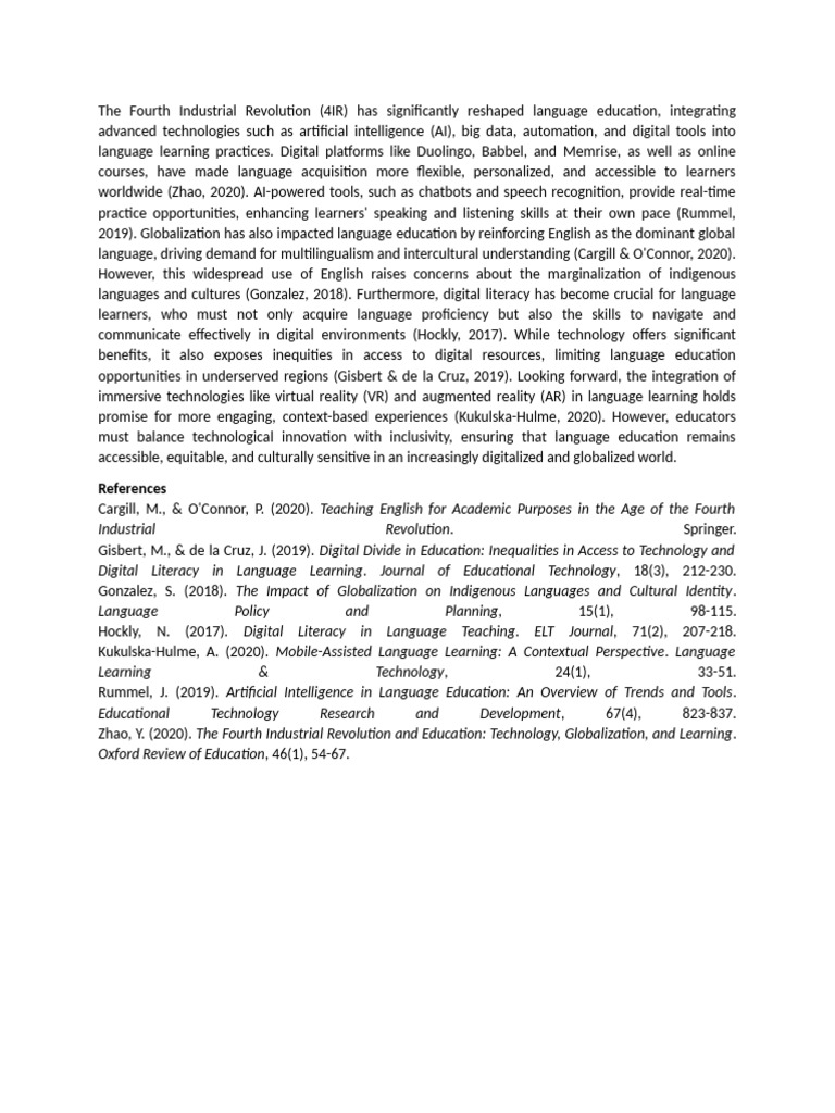 4IR's Impact on Language Education | PDF | Language Education | Learning