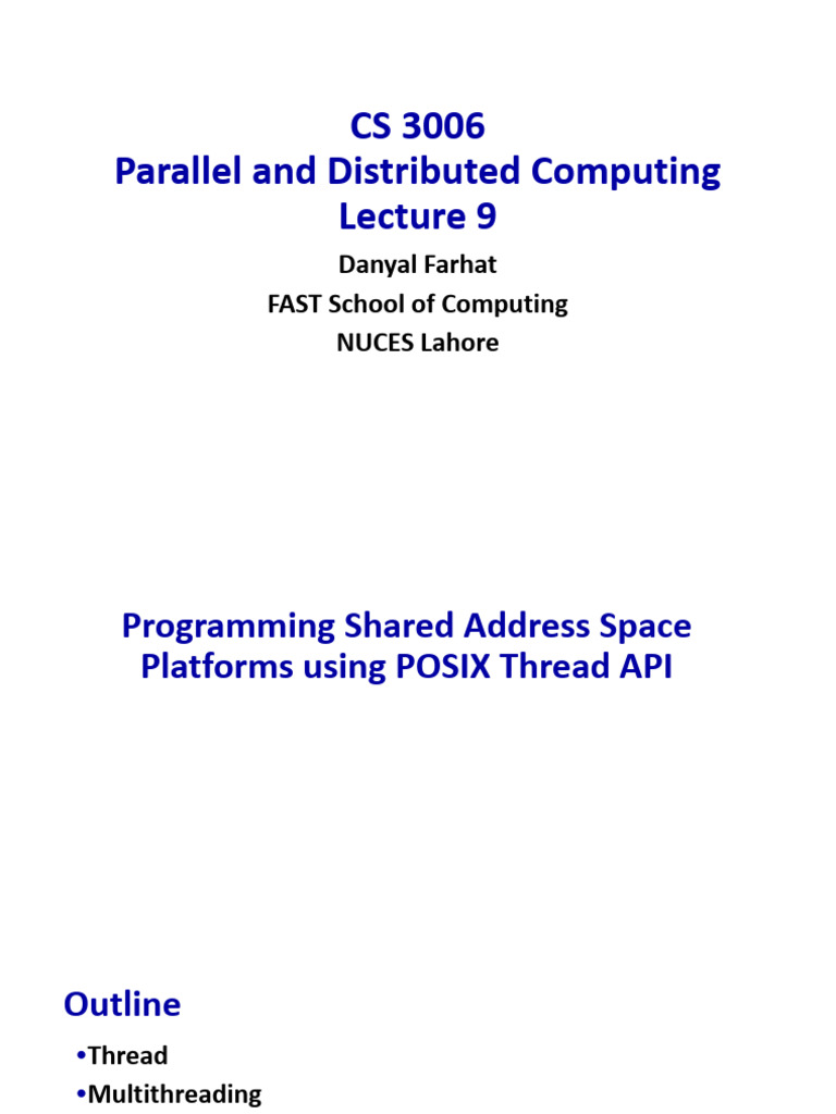 Lecture 9 Programming Shared Address Space Platforms Using POSIX Thread API | PDF | Thread ...